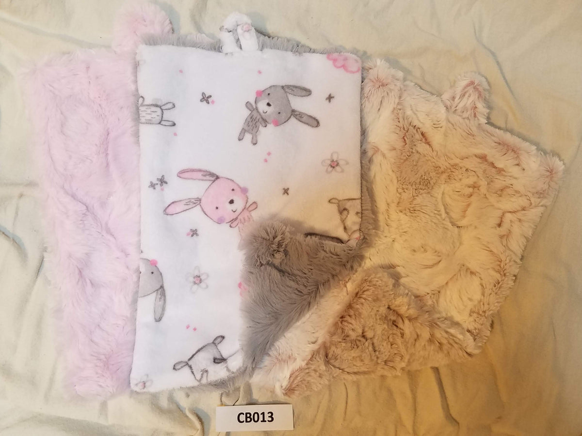 Blankies 3 Pack: Loops and Bunny Hop Cuddle Blush with Pink with Carry ...